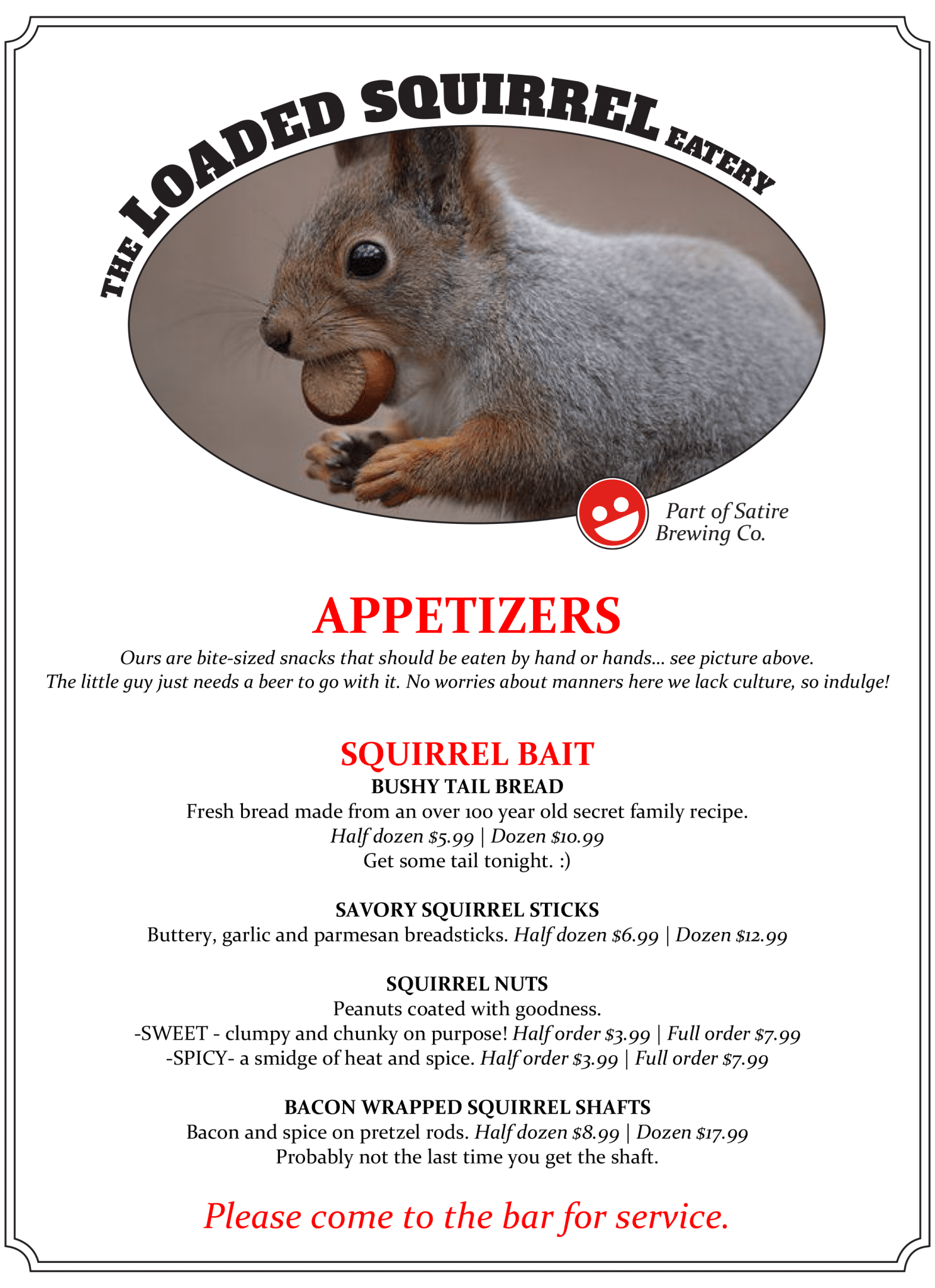 Brewery Near Me With Food | Brew Pub Food Menus | Satire Brewing Company